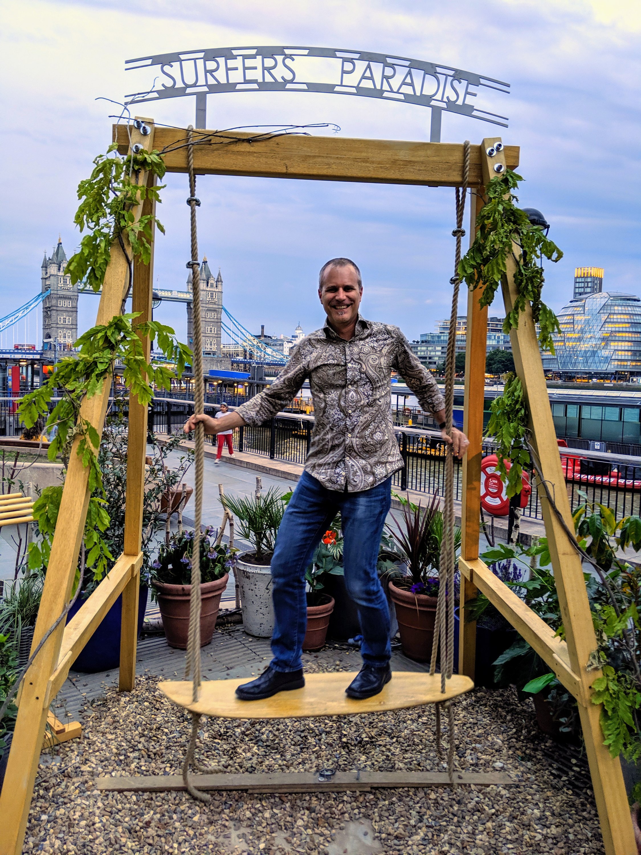 Surfing in London | The Adventures of Lorie and Brian Groth